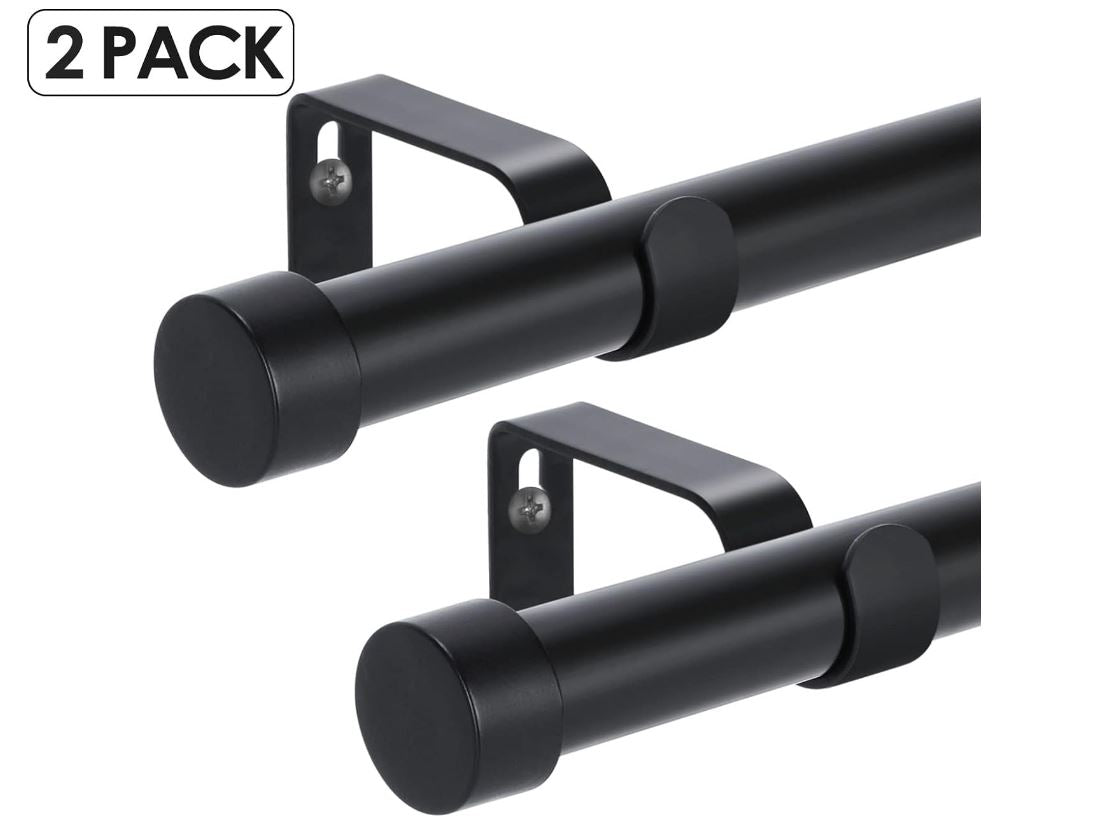 OLV 2 Pack Black Adjustable Curtain Rods With End Cap Design Finials,D ...