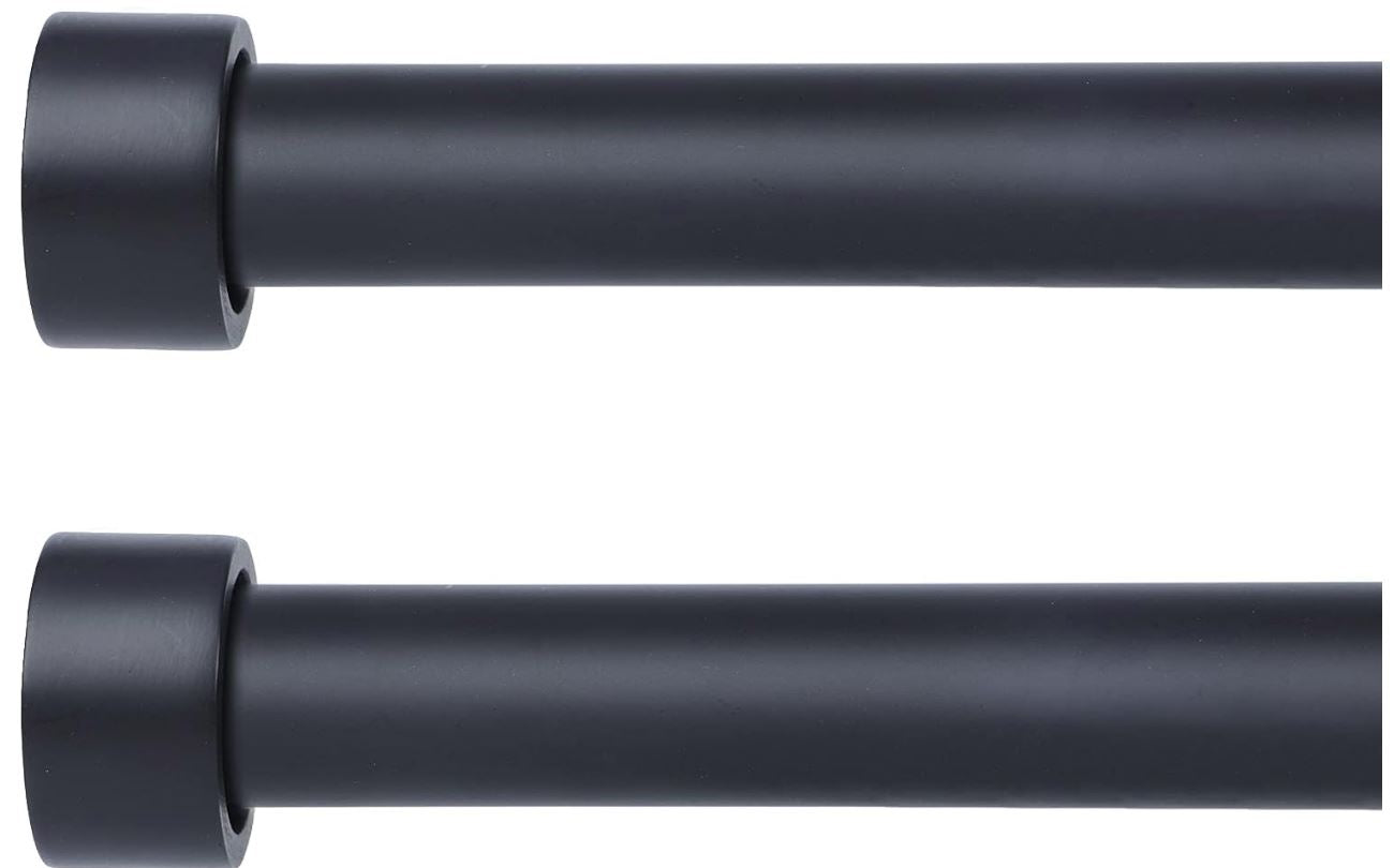 OLV 2 Pack Black Adjustable Curtain Rods With End Cap Design Finials,D ...